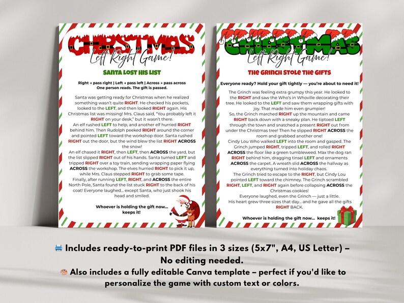Christmas Left Right Game Bundle – Printable Holiday Party Activity ...
