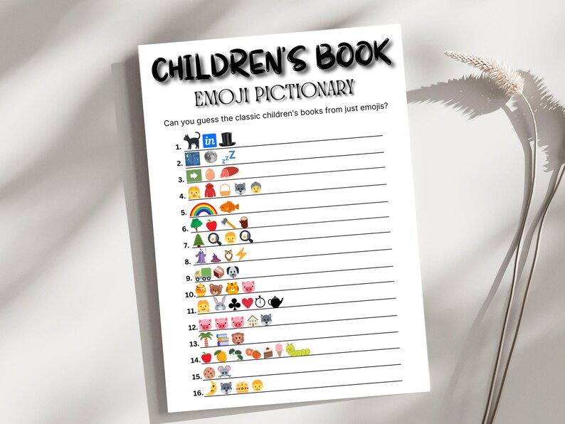 Children’s Book Emoji Pictionary Baby Shower Game, Funny & Educational ...