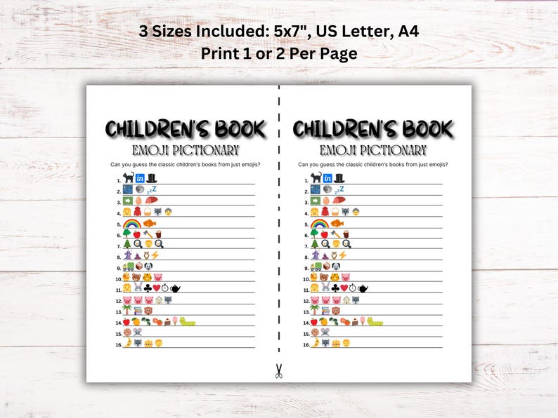 Emoji Pictionary Baby Shower Game, Children’s Book Theme (printable PDF ...
