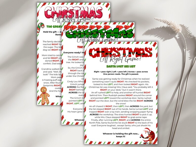 Christmas Left Right Game Bundle – Printable Holiday Party Activity ...
