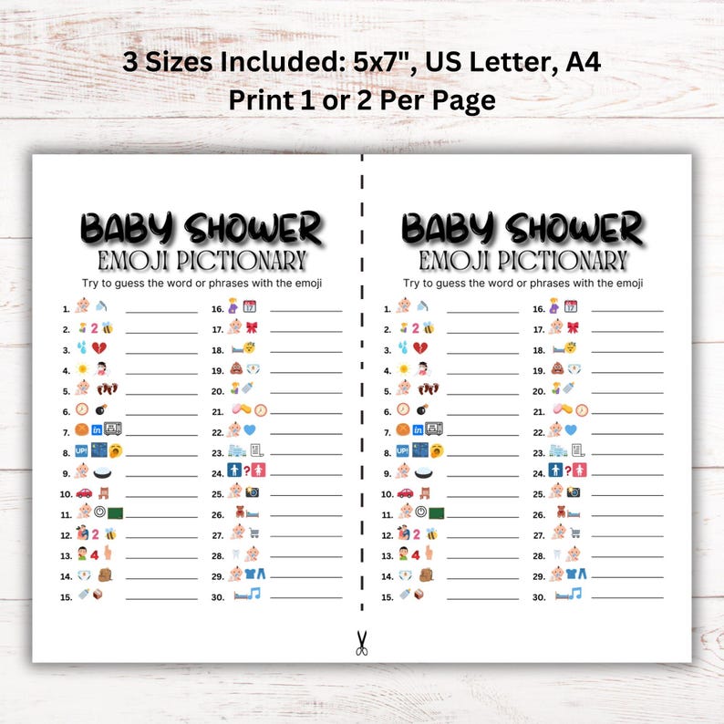 Baby Shower Emoji Pictionary Game, Fun Baby Shower Game, Printable ...