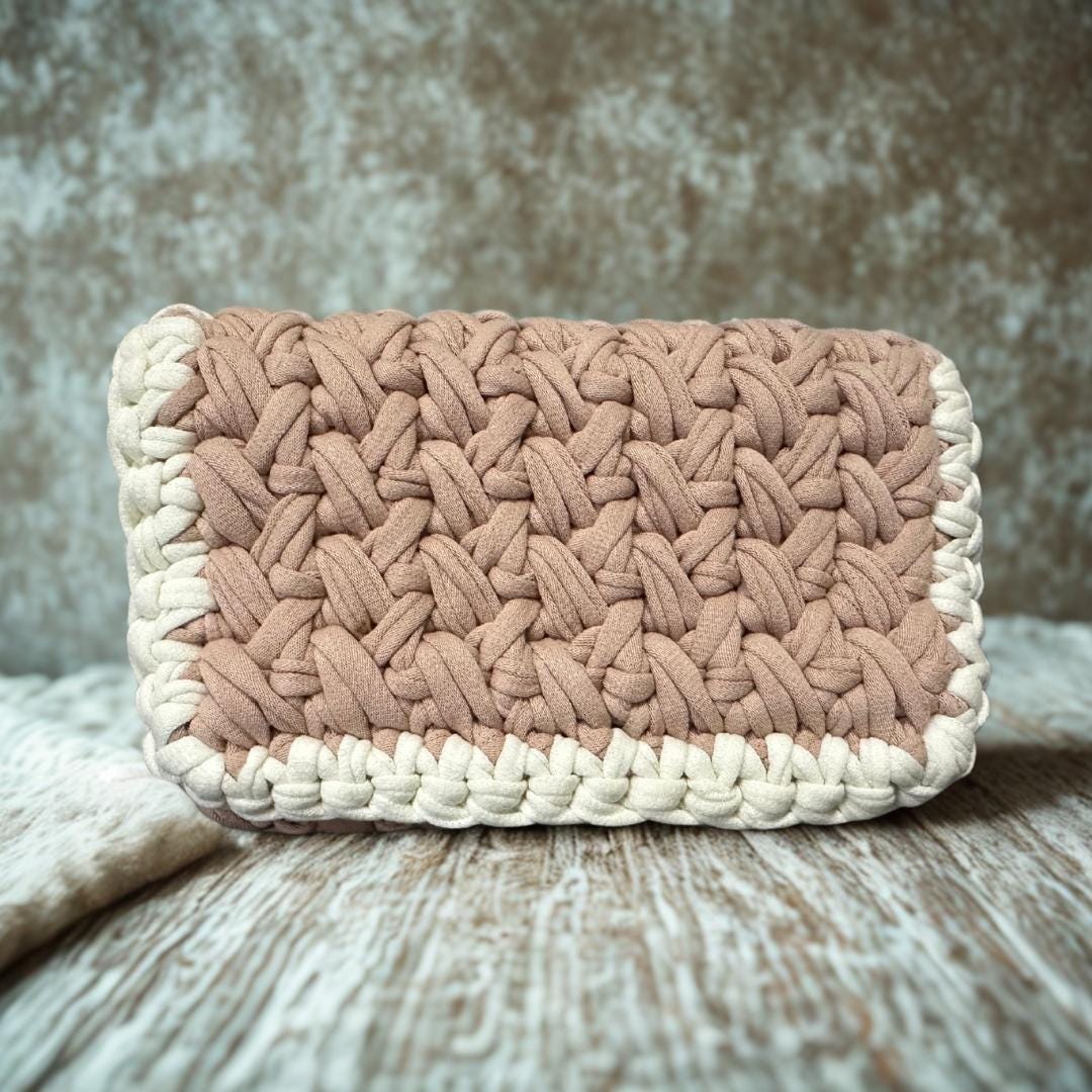 Crochet Cross-stitch Wallet: Recycled T-shirt Yarn, Handmade - Etsy