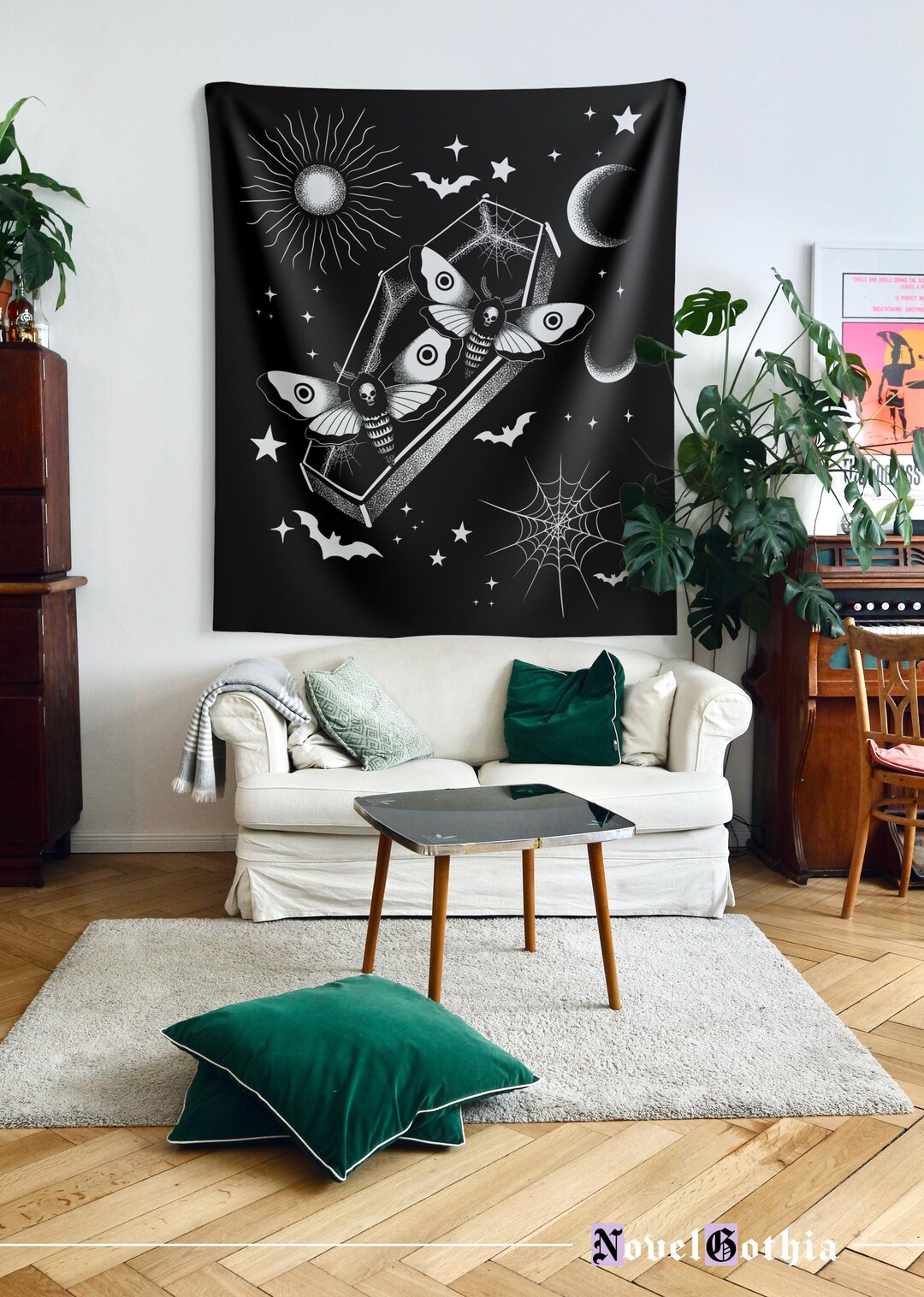Gothic Moth Tapestry, Esoteric Wall Decor, Dark Wall Art, Custom Wall ...