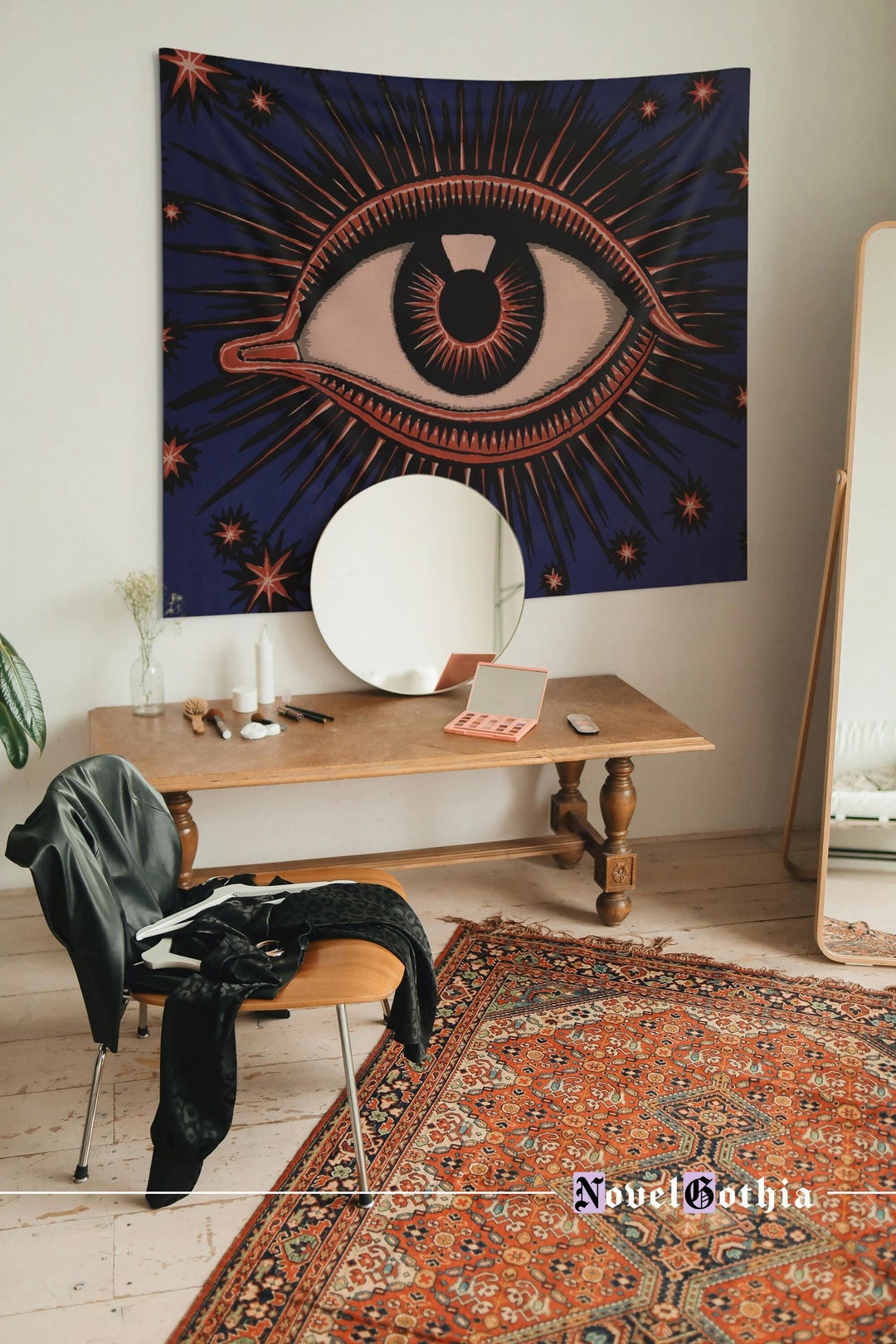 Mystical Eye Tapestry, Gold Stars, Cosmic Eye Wall Hanging, Spiritual ...