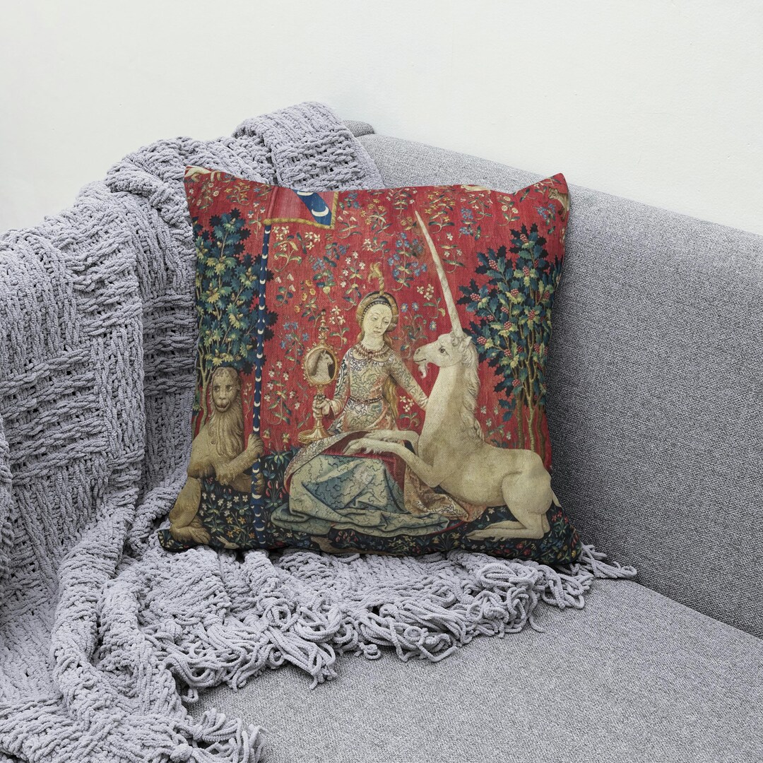 Lady and the Unicorn Pillow, Medieval Pillow, Vintage Home Decor ...