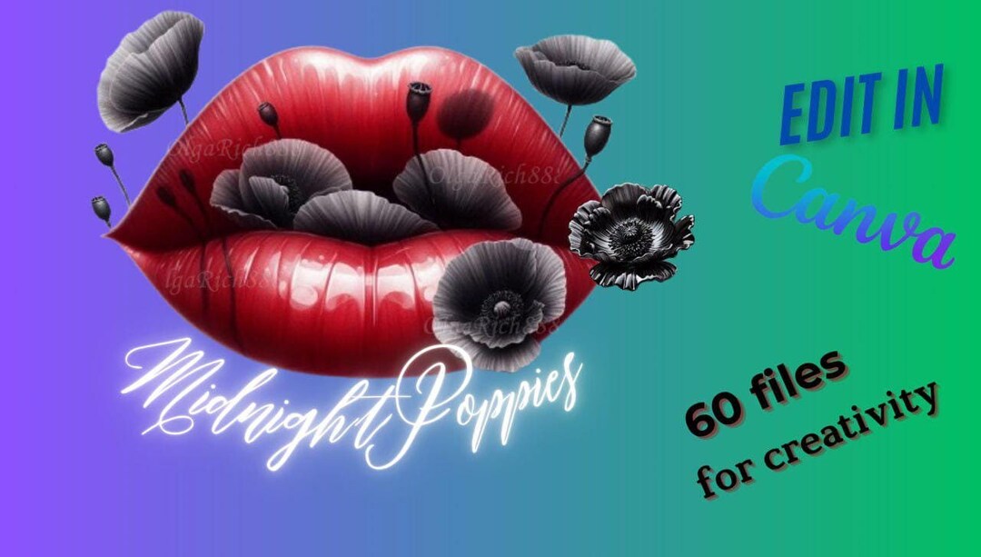 Valentine Kiss Lips Watercolor Clip Art Luxe Stickers and Digital ...
