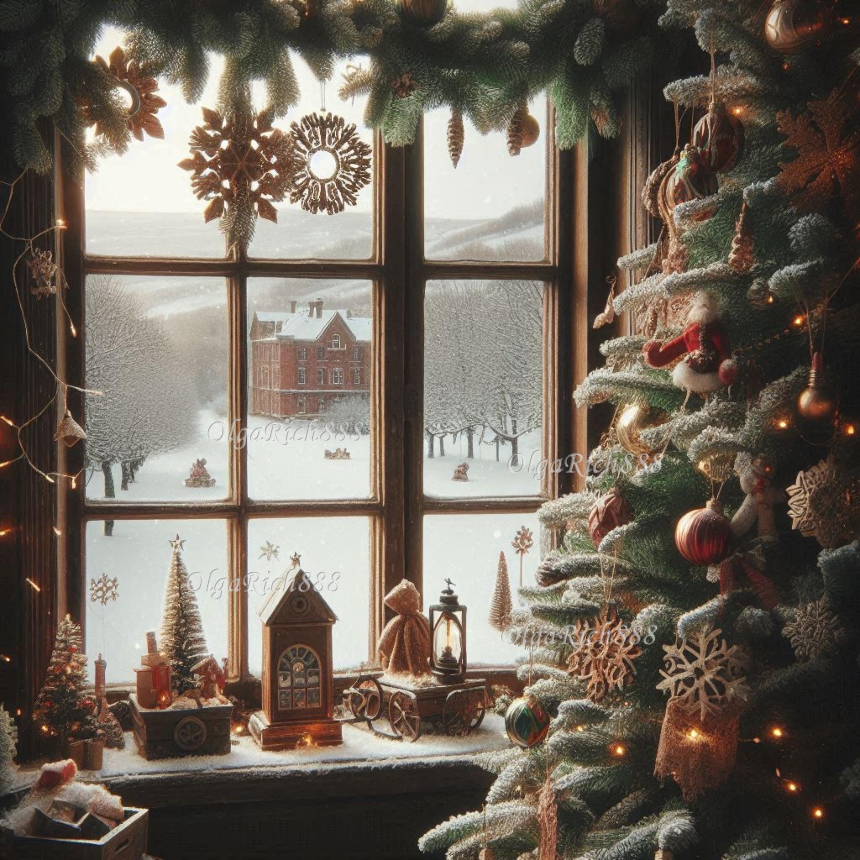 Christmas Window Clipart Bundle Cozy Candles & Holiday Decor 10 High ...