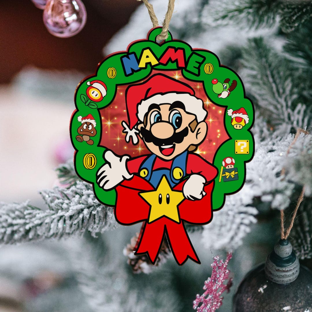 Personalized Super Mario Suncatcher Ornament, Super Mario Christmas ...