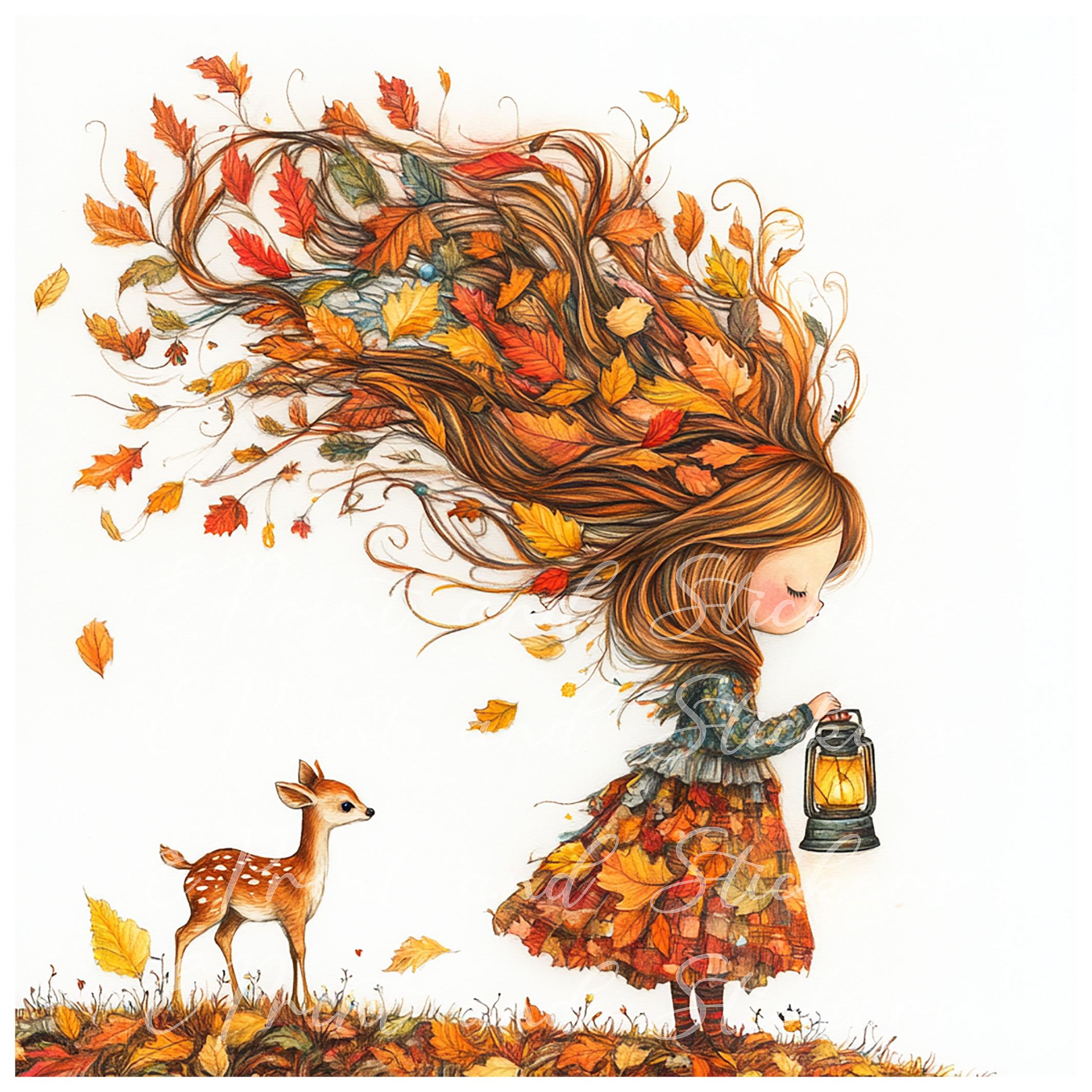 Autumn Leaf Princess, Watercolor Clipart, Autumn Girl Leaf, Craft Arts ...