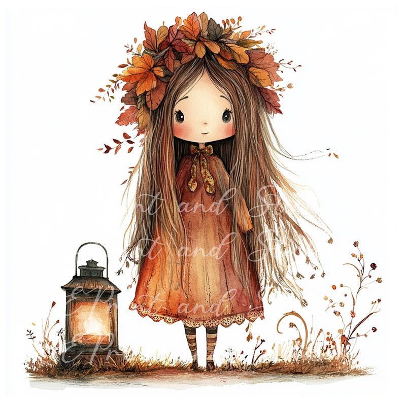 Autumn Leaf Princess, Watercolor Clipart, Autumn Girl Leaf, Craft Arts ...