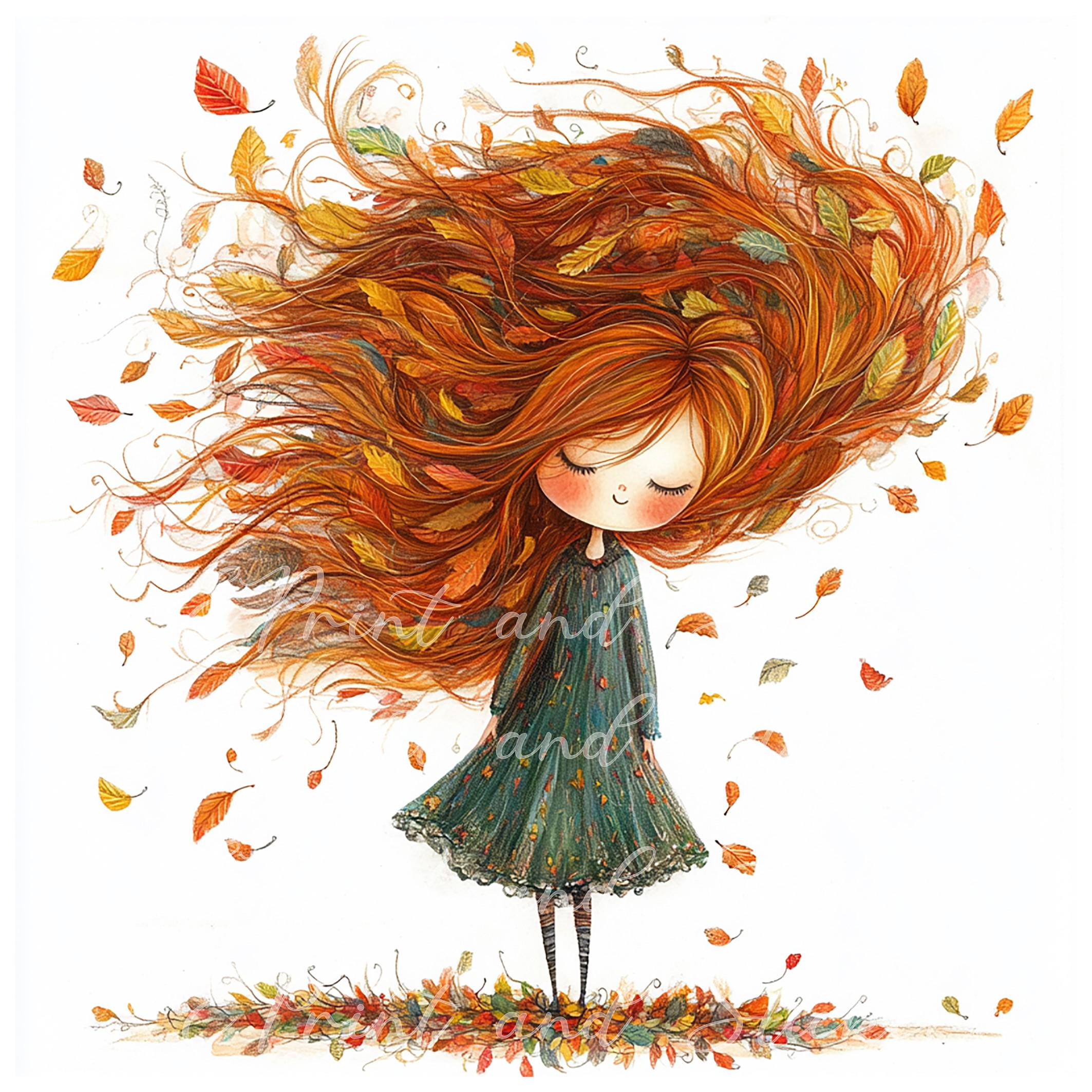 Autumn Leaf Princess, Watercolor Clipart, Autumn Girl Leaf, Craft Arts ...