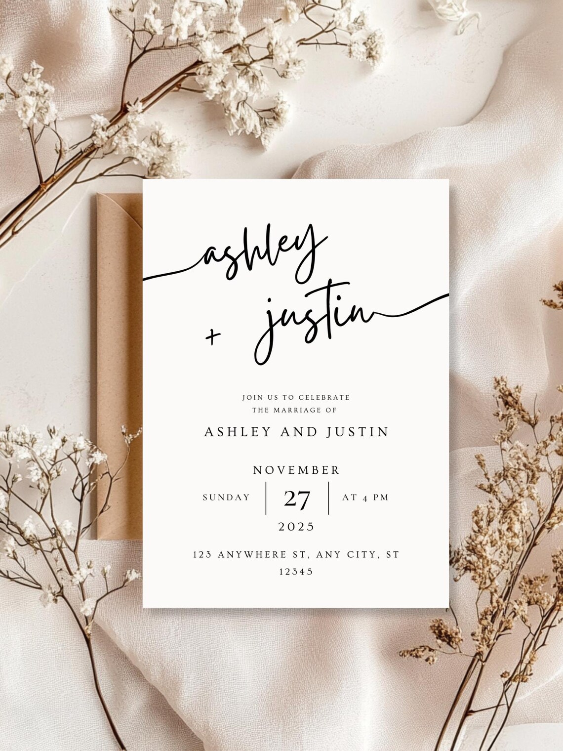 Modern Elopement Reception Invitation – Minimalist Nothing Fancy Just ...