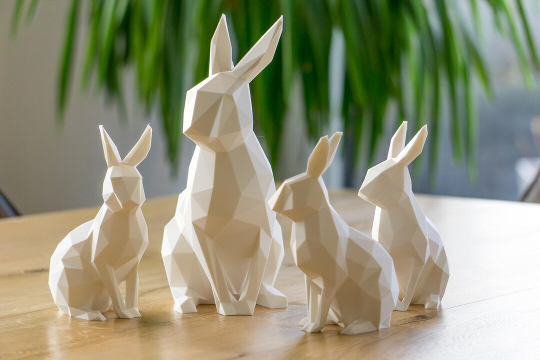 3D Printed Rabbit / Easter Bunny / Low Poly Easter Bunny Made of PLA ...