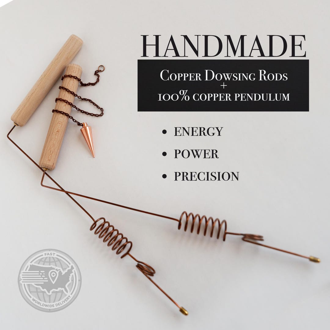 2pc Handmade Copper Dowsing Rods + Copper Pendulum | Divination Tools ...