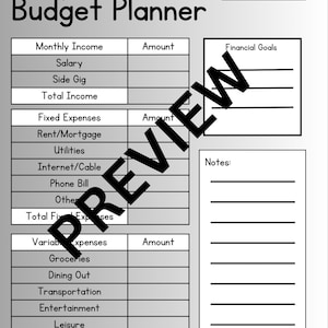 BUDGETING/FINANCING SHEET (multiple Colors Available!!) - Etsy