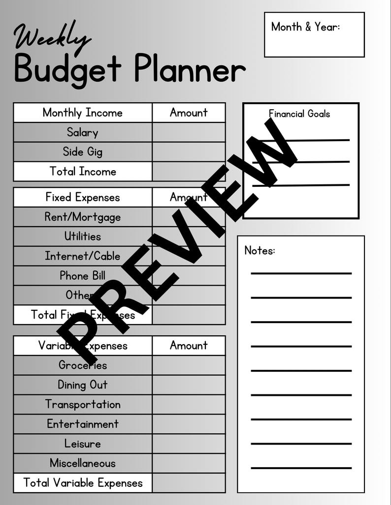 BUDGETING/FINANCING SHEET (multiple Colors Available!!) - Etsy