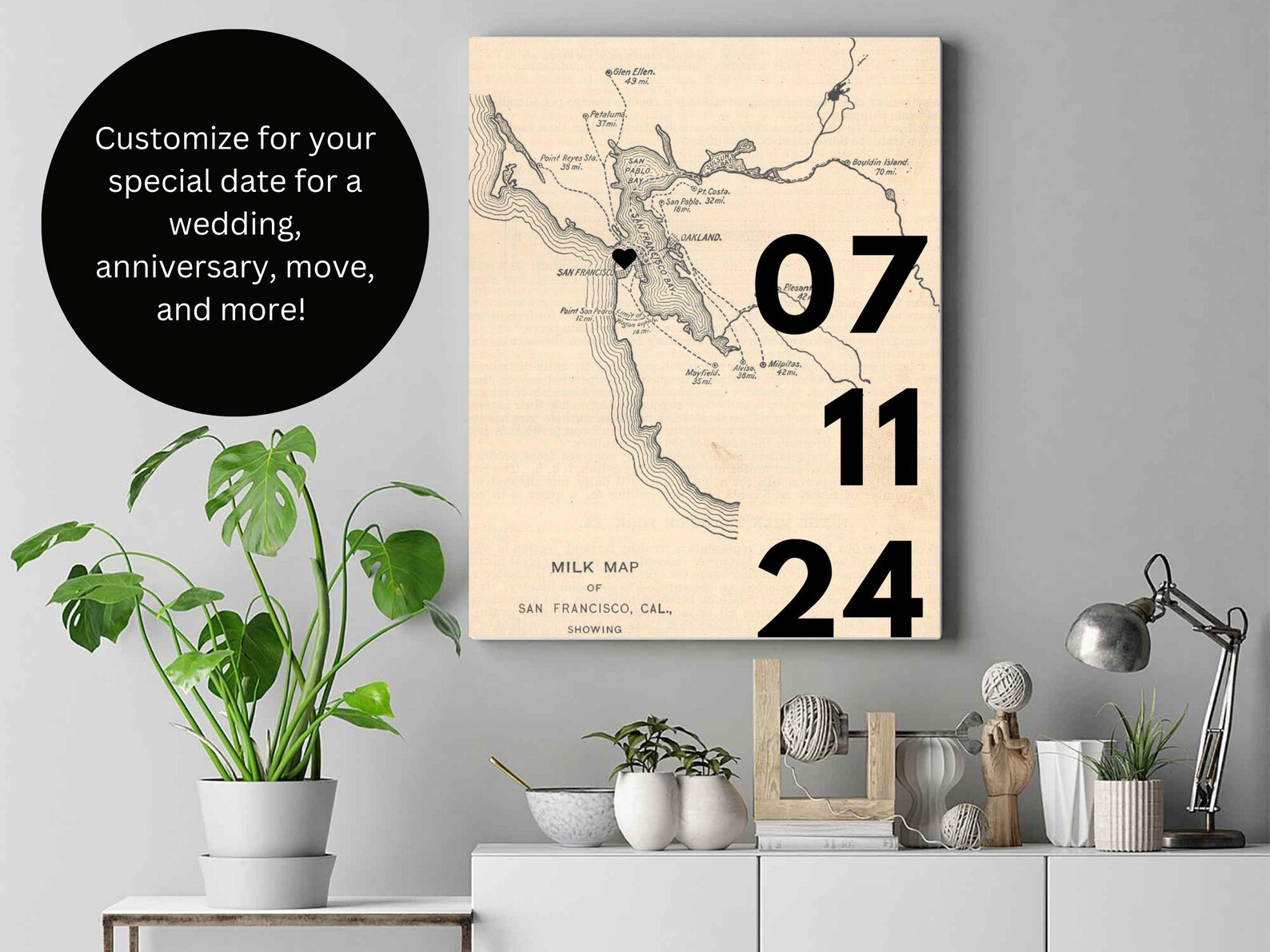 Anniversary Gift Poster, Wedding Date Poster, Dating Gift, Customizable ...