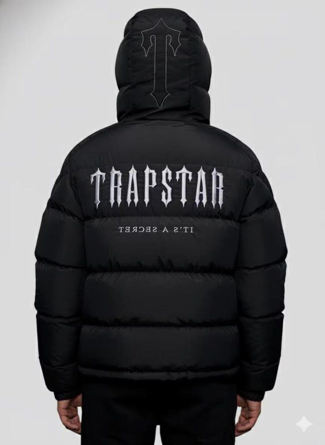Trapstar Puffer Jacket | Black Gothic Embroidered Trap Star Hooded ...