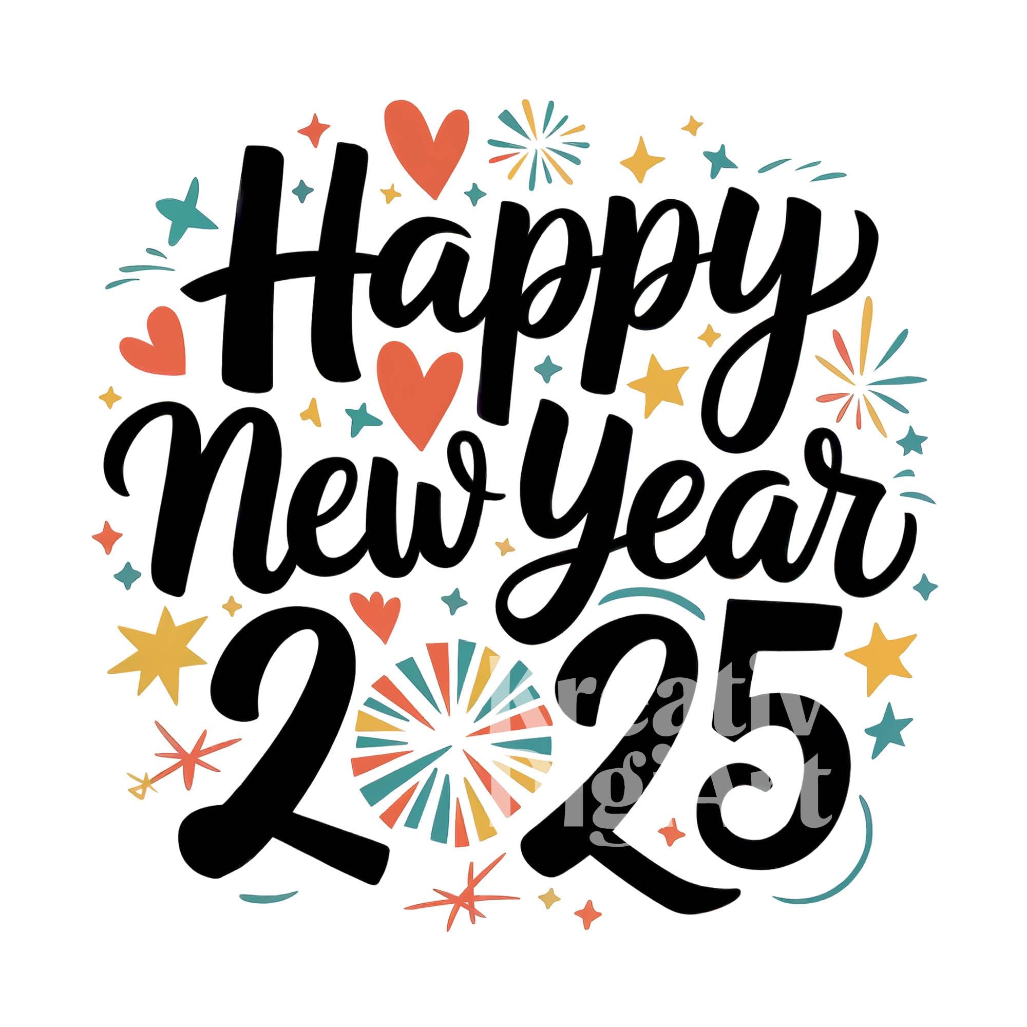 Happy New Year 2025 PNG, Handwritten Letters 2025 Text Clip Art, New ...
