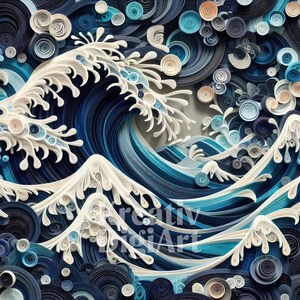 Quilling Ocean Waves Clipart, Quilled Serene Blue Oceanic Paper Craft ...