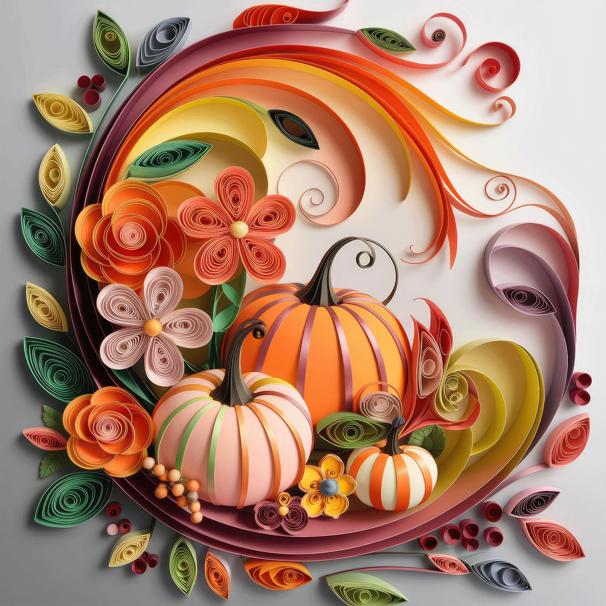 Quilled Pumpkin Clipart. Quilling Pumpkins JPEG, Paper Craft, Autumn ...