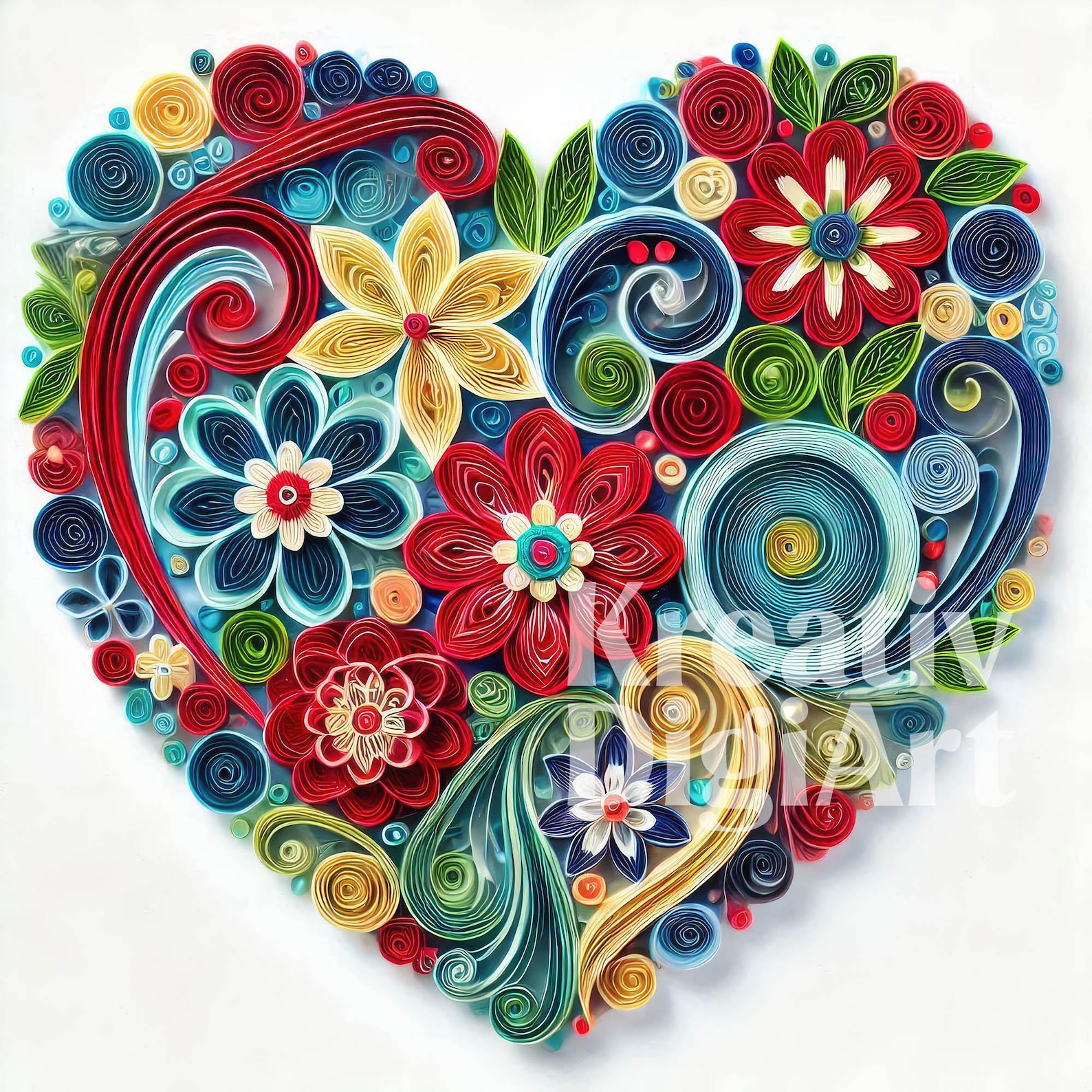 Digital Paper Quilling Heart Clipart, Love Heart Quilling Clipart ...