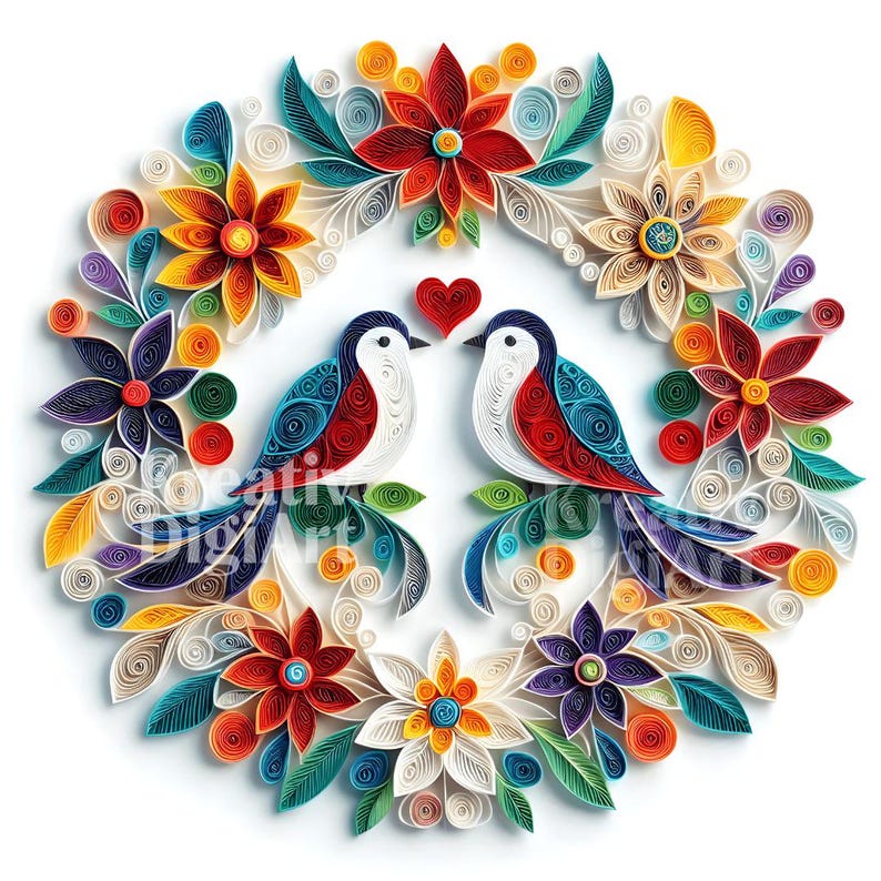 Quilling Love Birds Clipart, Quilled Romantic Bird Paper Art Crafts ...