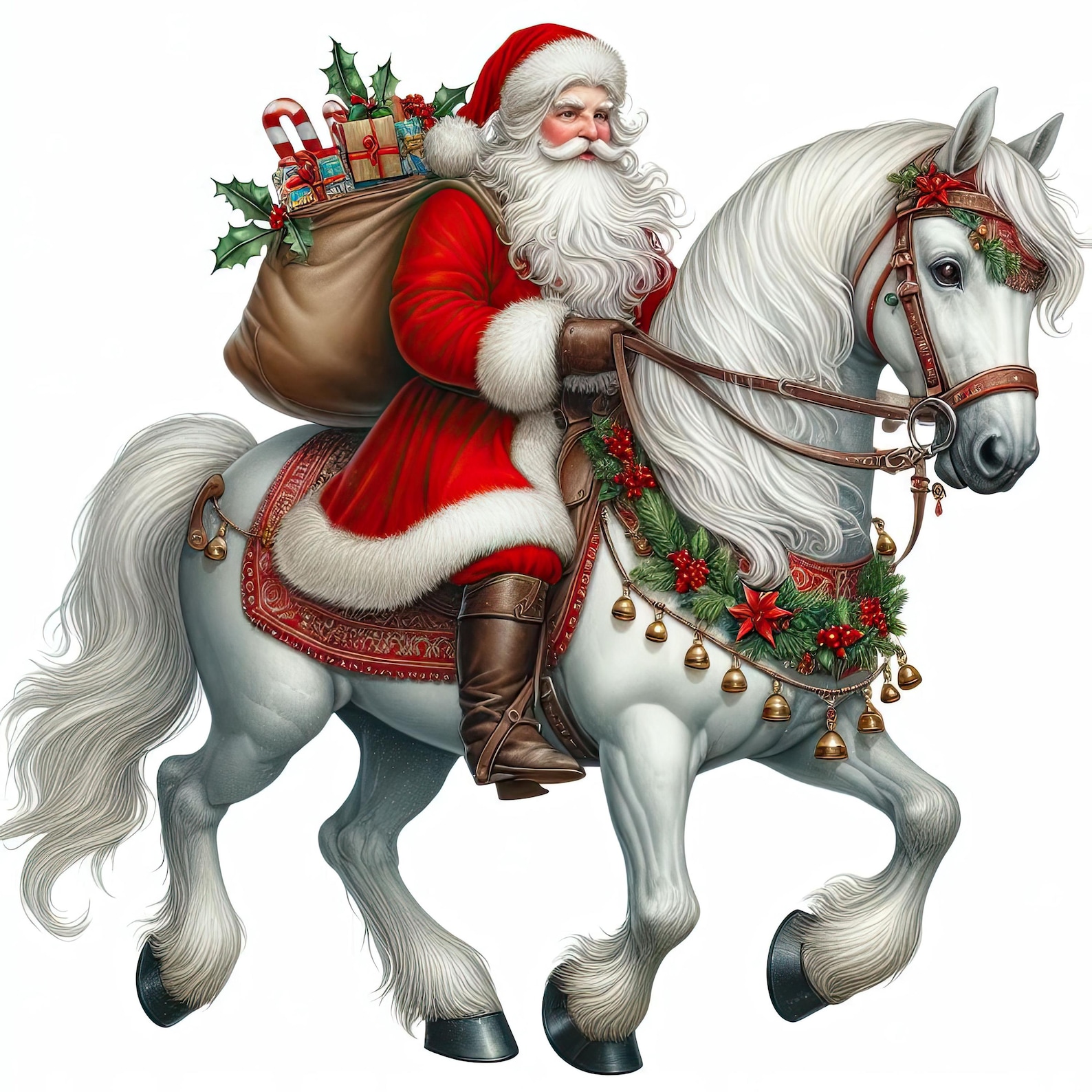 Cowboy Santa Claus JPG, Western Santa and Horse Clipart, Christmas Junk ...
