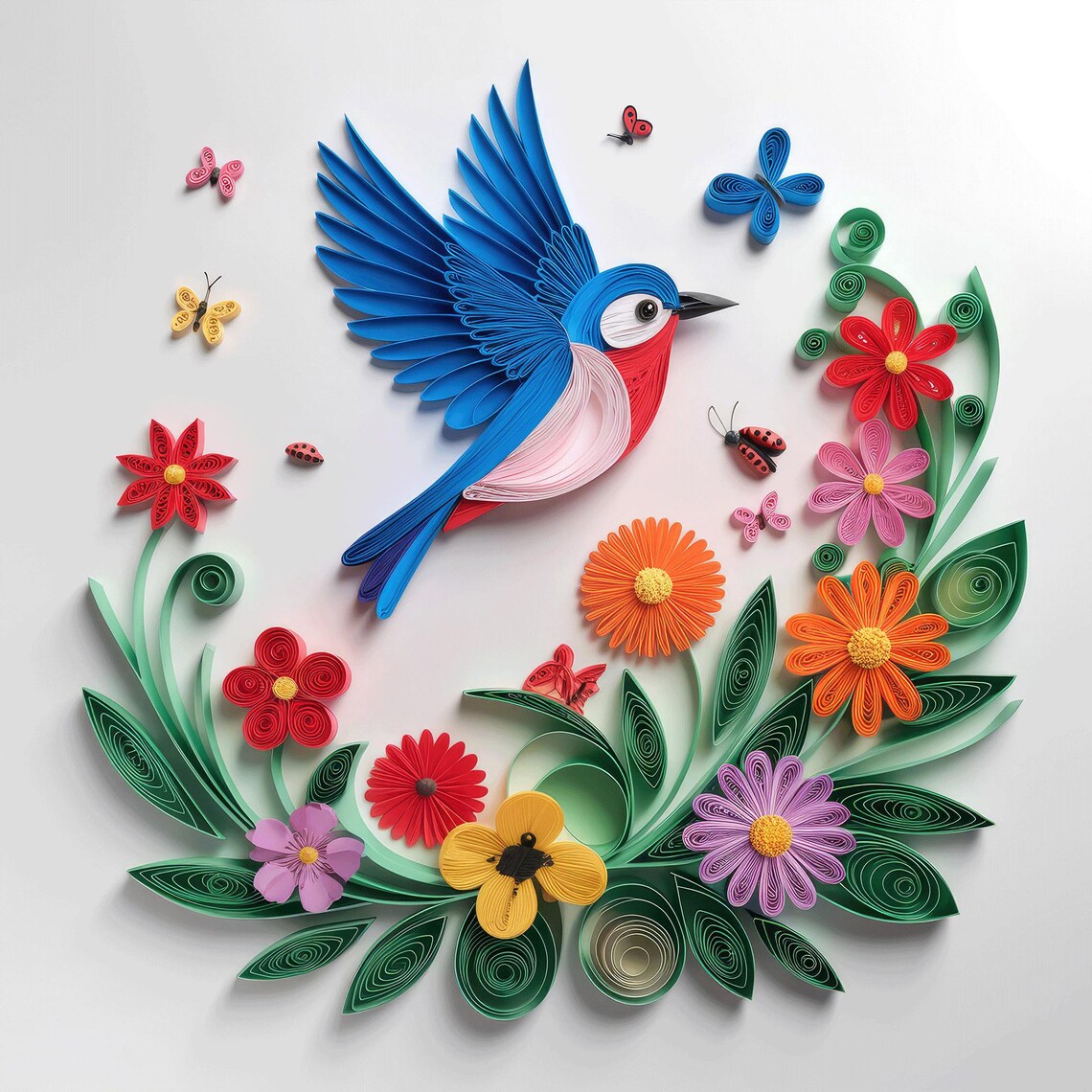 Quilling Birds Clipart, Quilled Bird Paper Crafts Junk Journal, Floral ...