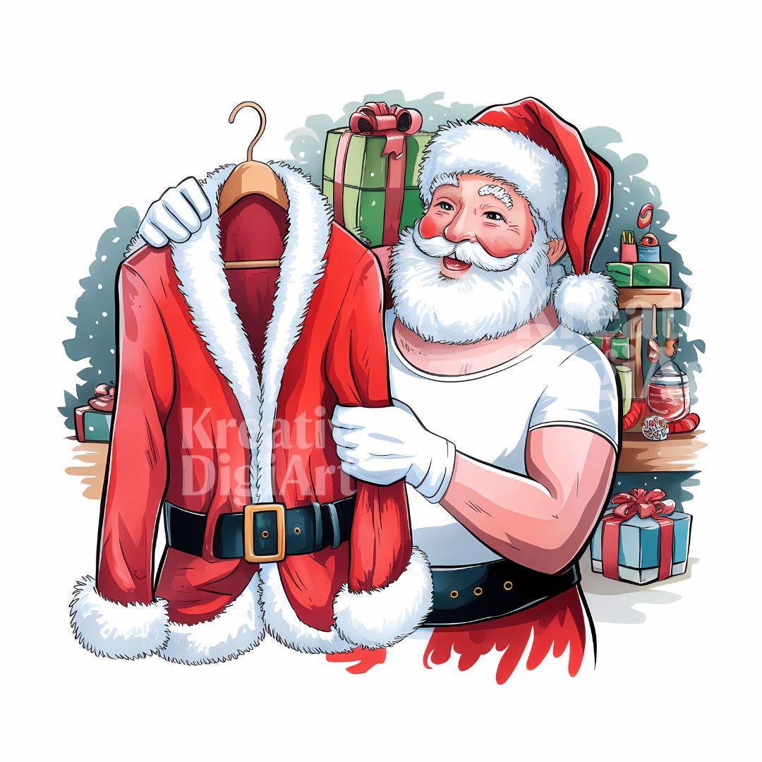 Santa Preparing for Christmas JPG, Santa & Elves Workshop Clipart, Junk ...