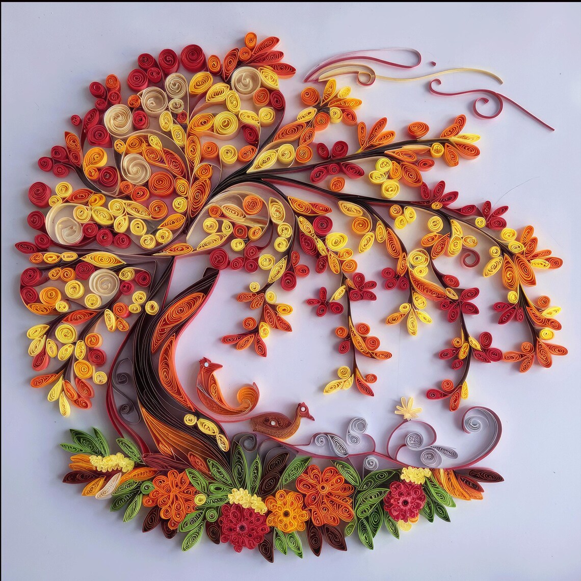 Quilling Autumn Trees Clipart, Quilled Pumpkin Tree Paper Craft Junk ...