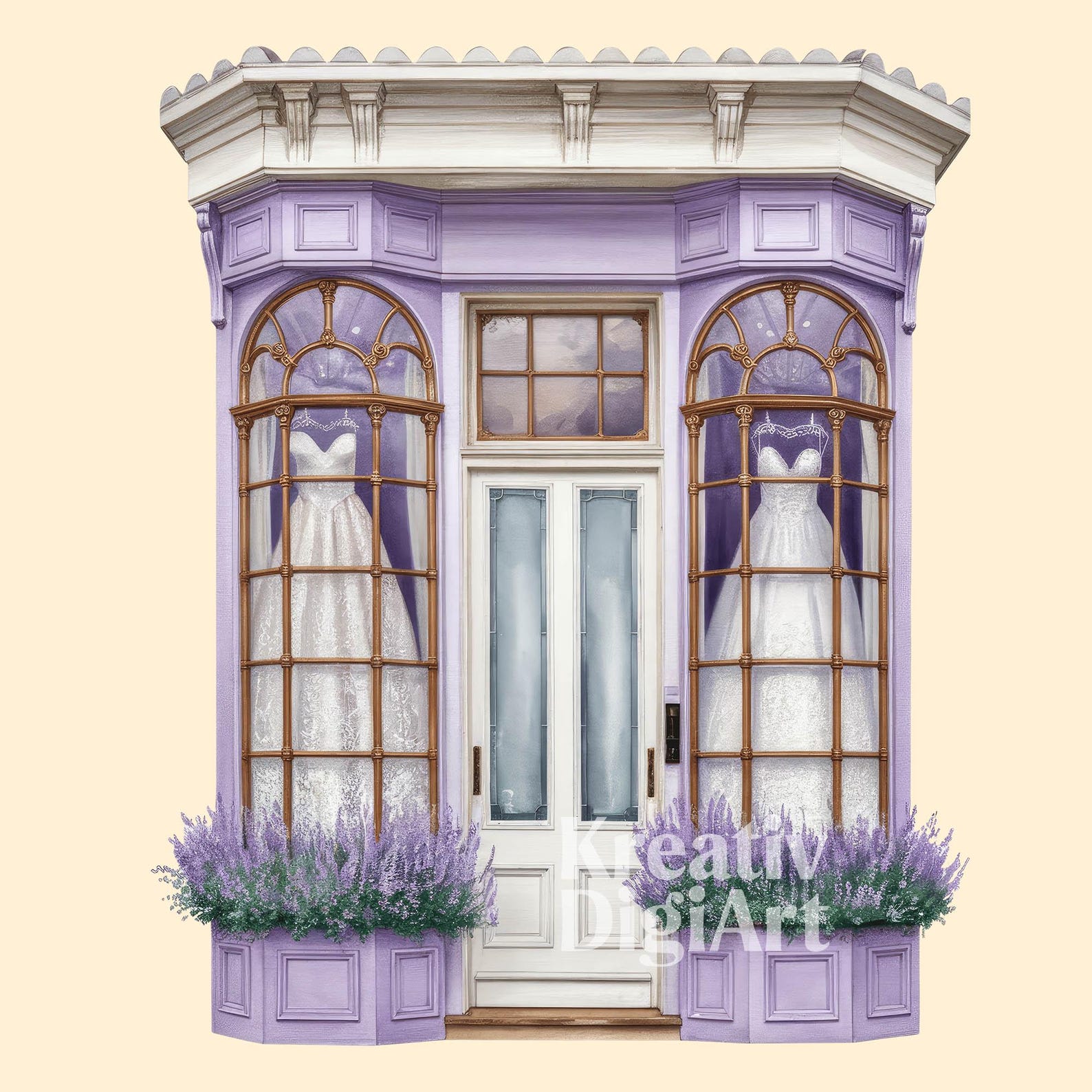 Bridal Shop Storefront Clipart, Pastel Bridal Dress PNG, Vintage ...
