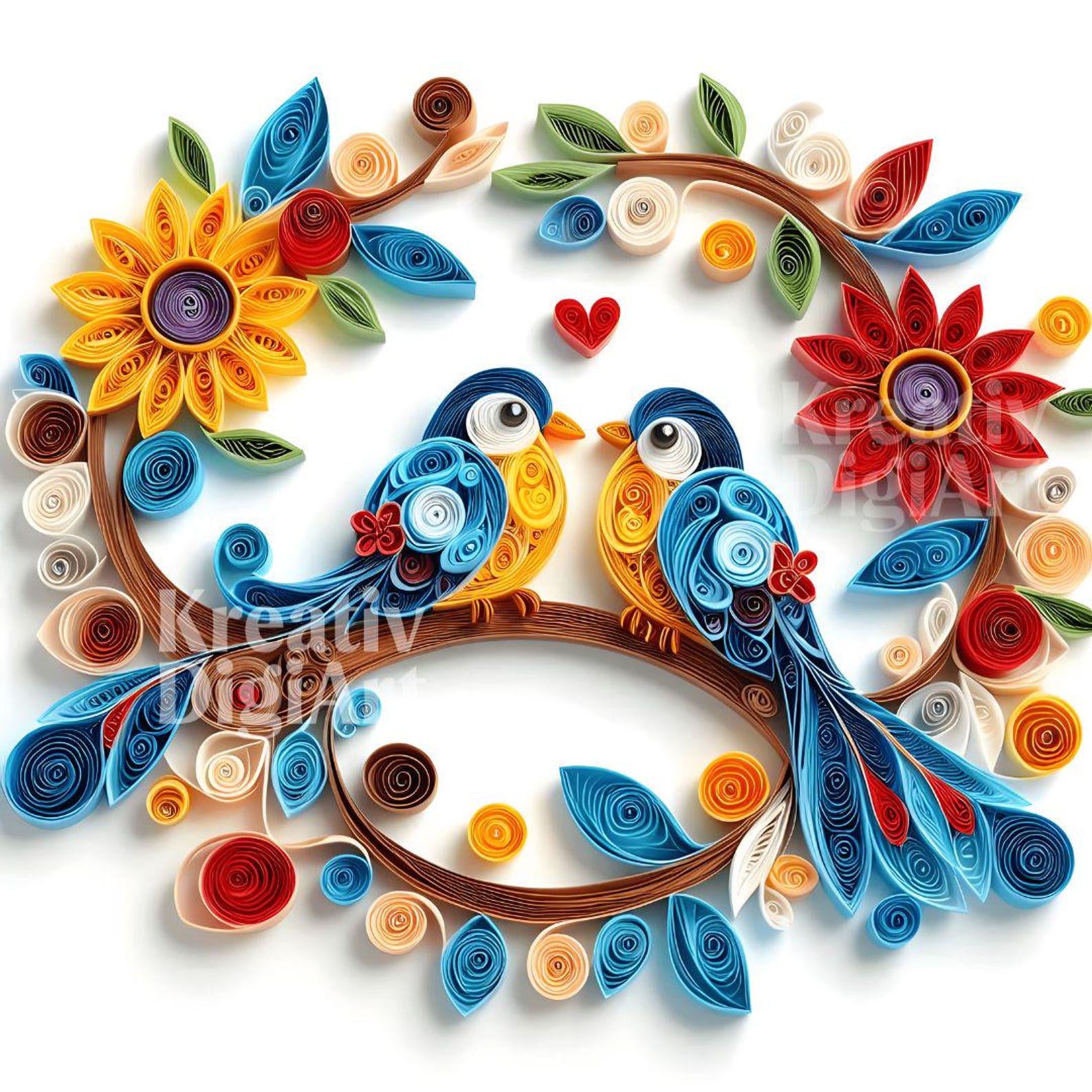 Quilling Love Birds Clipart, Quilled Romantic Bird Paper Art Crafts ...