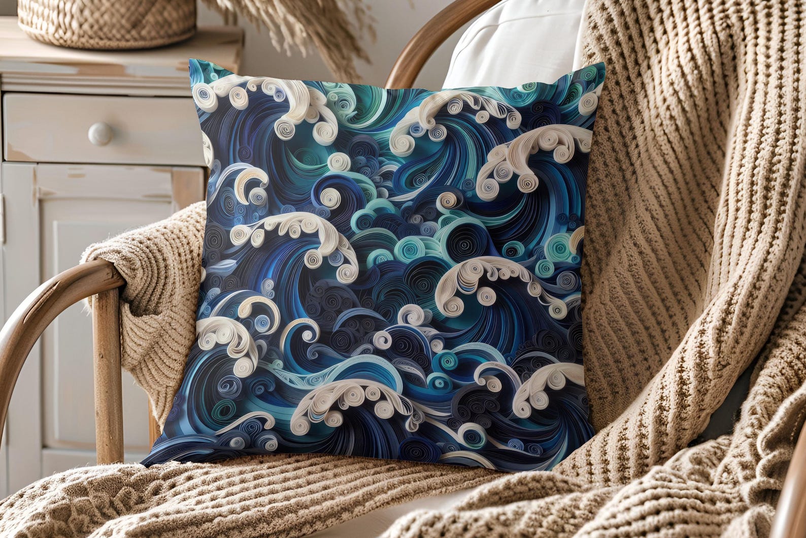 Quilling Ocean Waves Clipart, Quilled Serene Blue Oceanic Paper Craft ...