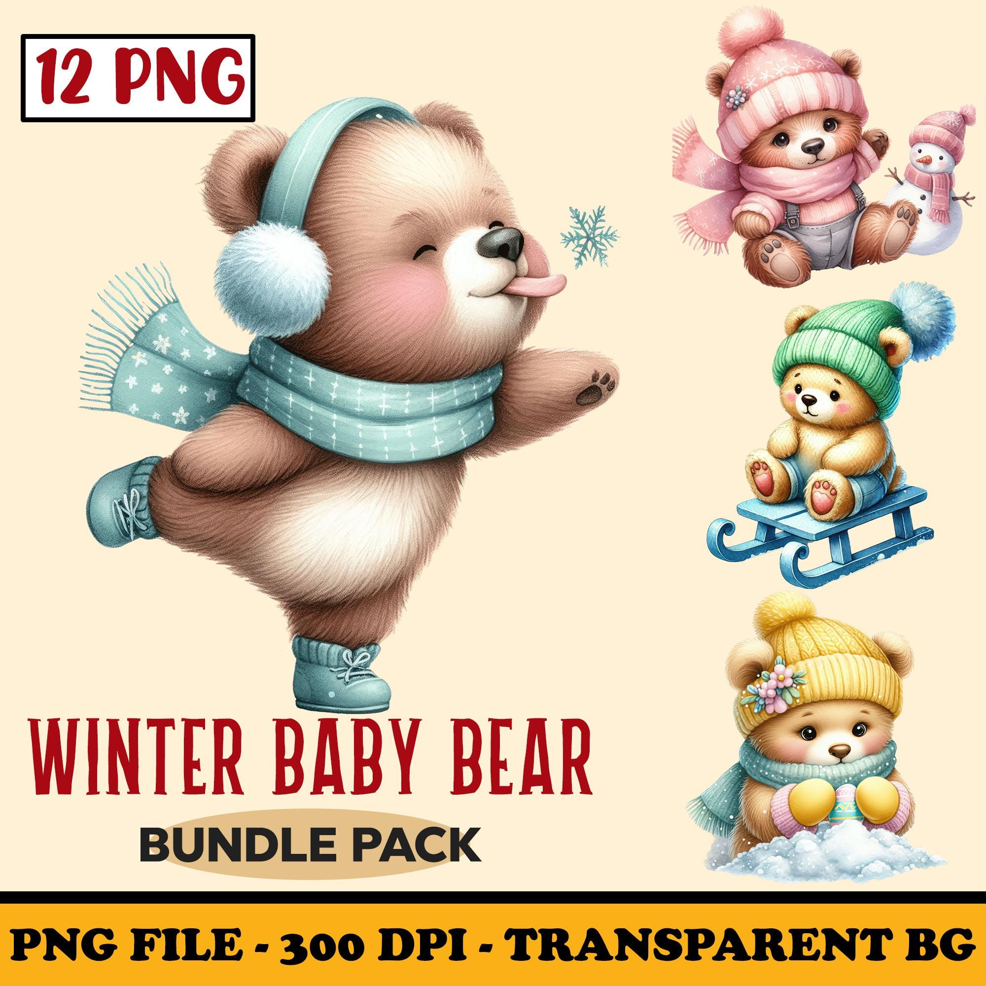 Baby Bear PNG, Winter Pastel Polar Bear Clipart, Cute Bear Cub ...