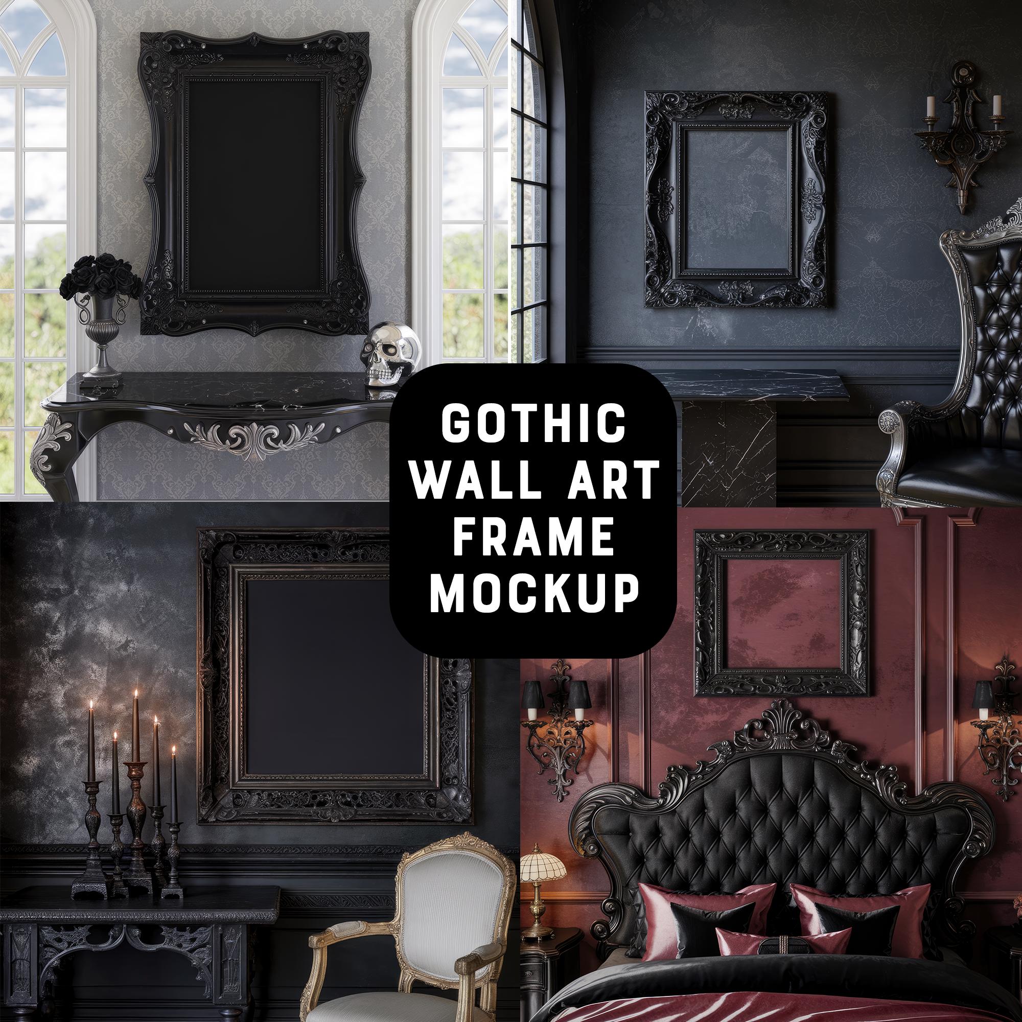25 Gothic Wall Art Frame Mockup Bundle, Photo Wall Mockup, Victorian ...