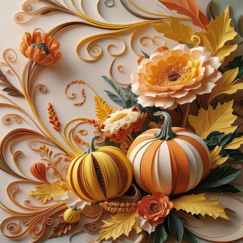 Quilled Pumpkin Clipart. Quilling Pumpkins JPEG, Paper Craft, Autumn ...