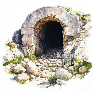 12 Tomb of Jesus Clipart, Empty Tomb JPG, Watercolor Easter Jesus Holy ...