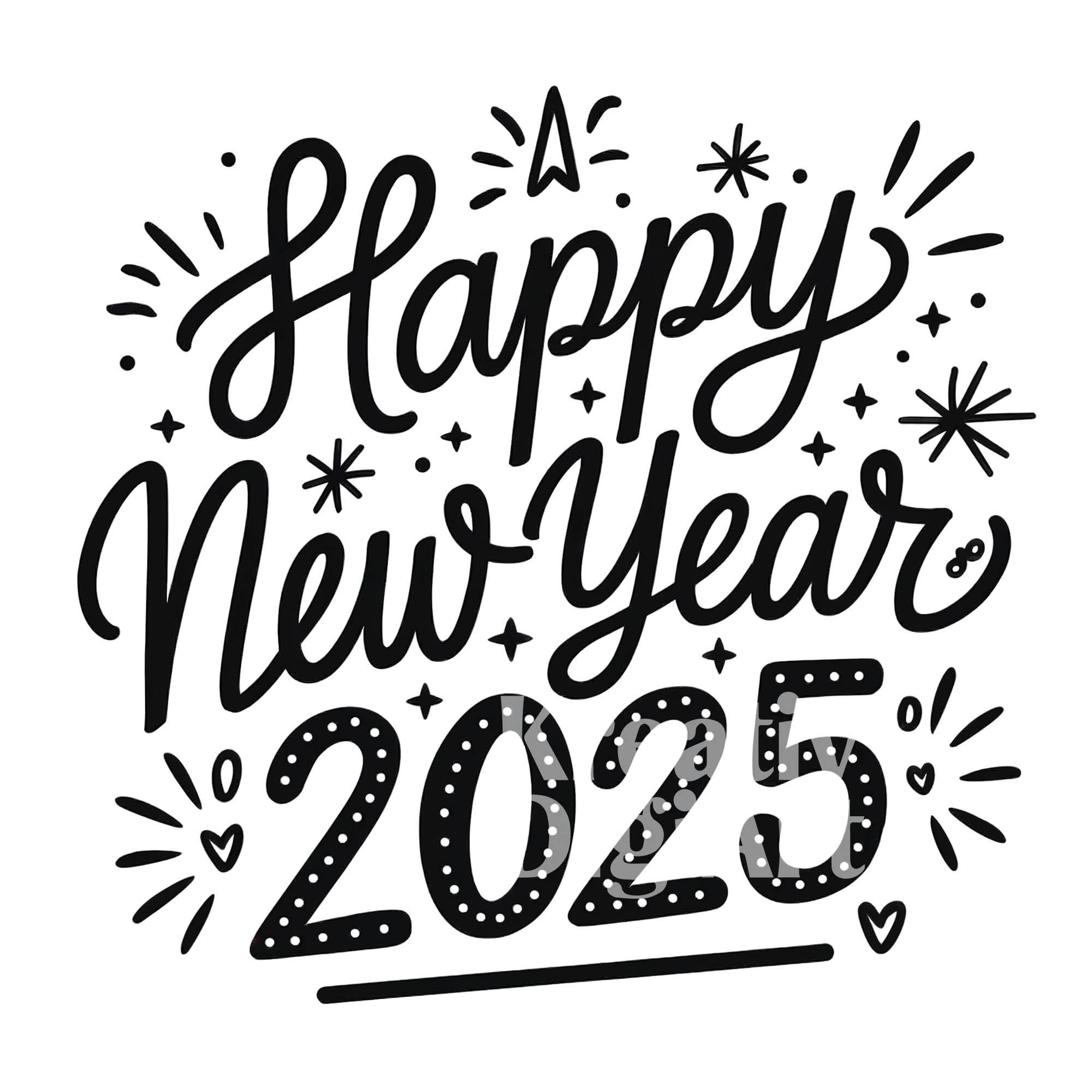 Happy New Year 2025 PNG, Handwritten Letters 2025 Text Clip Art, New ...