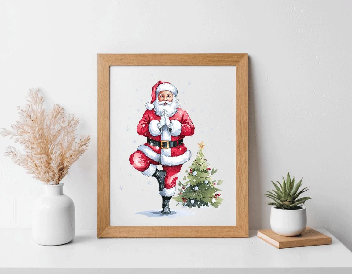 Yoga Santa Claus PNG, Funny Namaste Santa Yoga Poses Clipart, Christmas ...