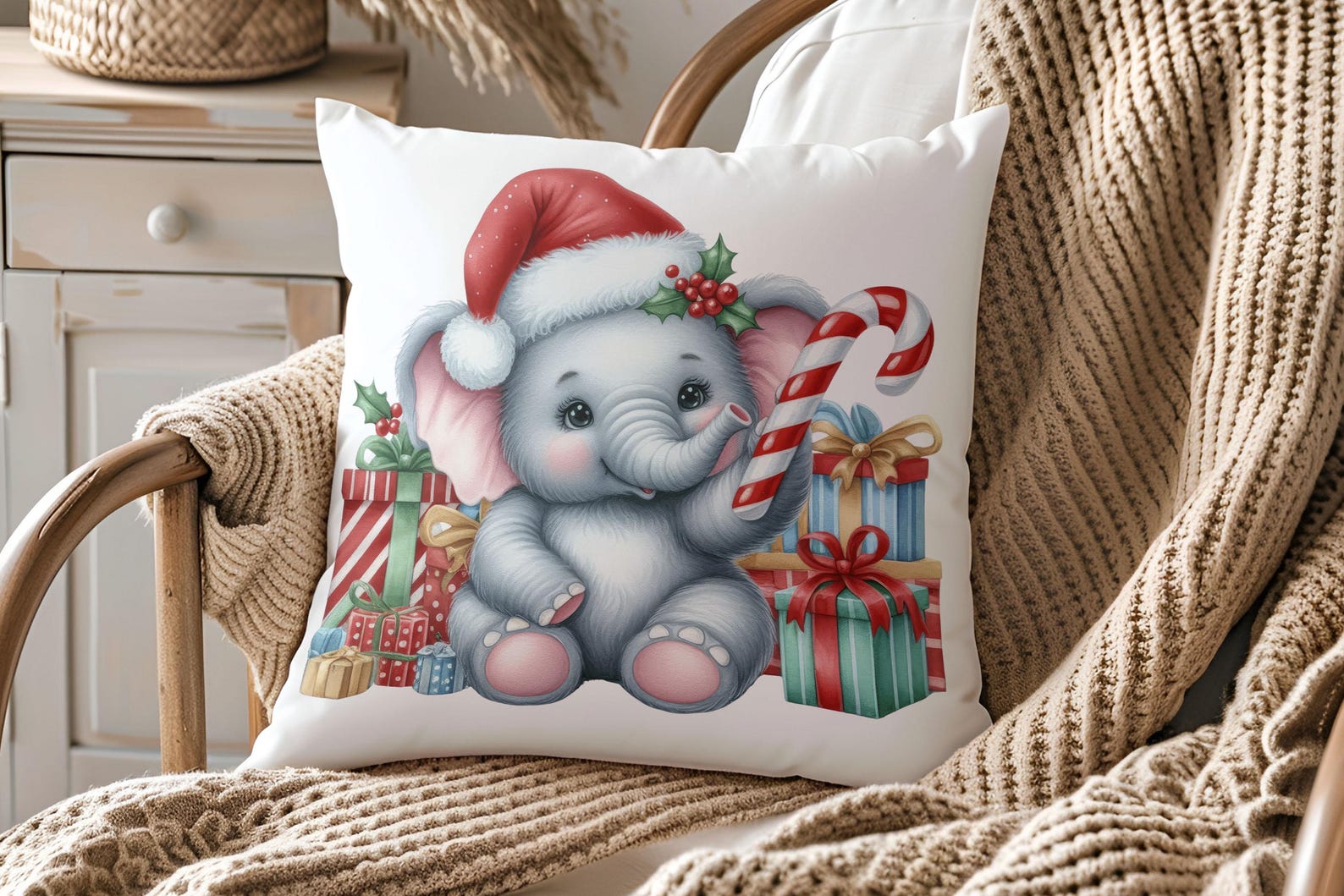 Christmas Elephants Clipart, Baby Elephants With Santa Hat, Cute Baby ...
