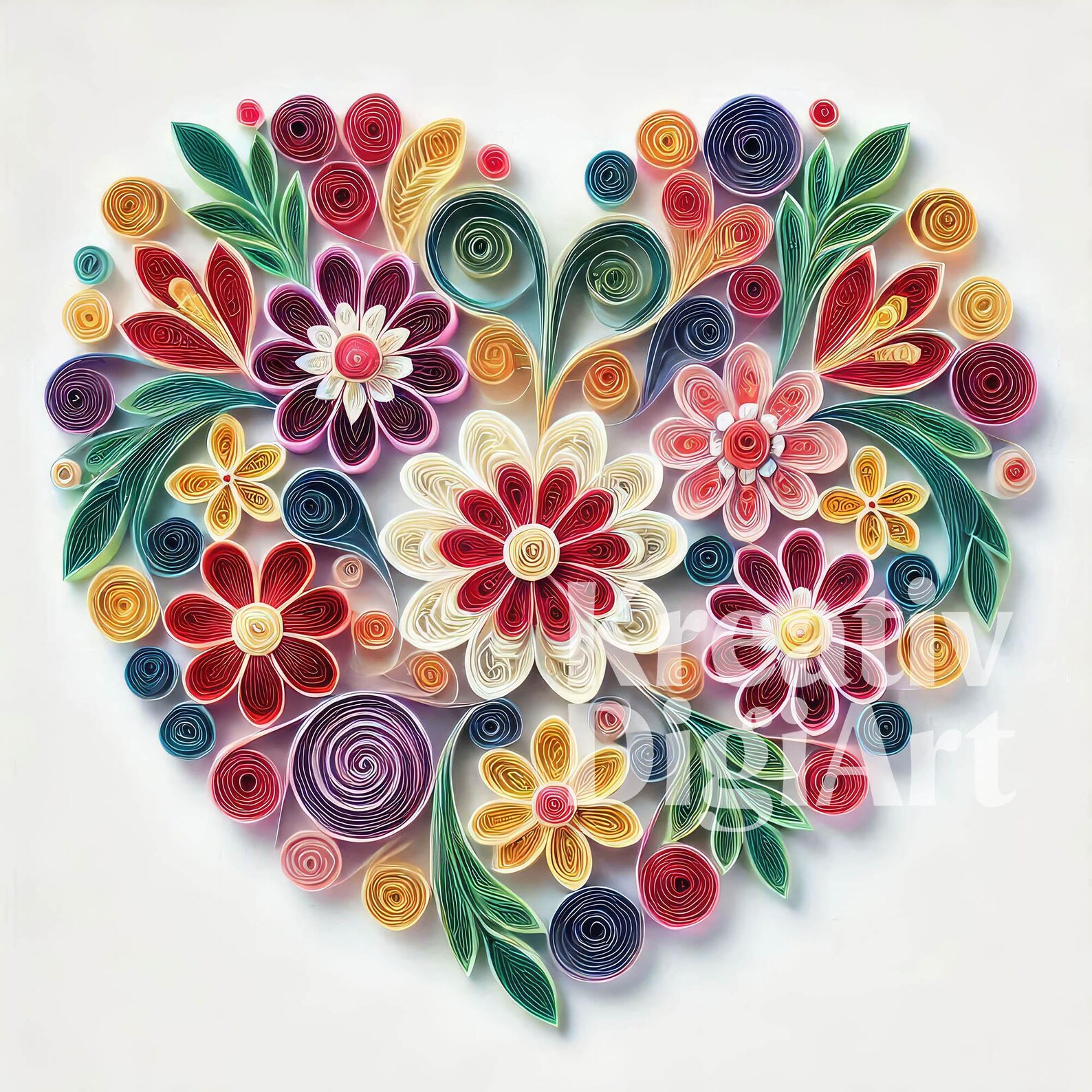 Digital Paper Quilling Heart Clipart, Love Heart Quilling Clipart ...