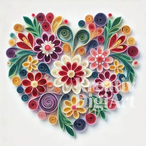 Digital Paper Quilling Heart Clipart, Love Heart Quilling Clipart ...