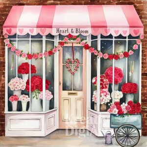 Valentine Shop Clipart, Whimsical Valentine Storefront JPG, Cute Gift ...