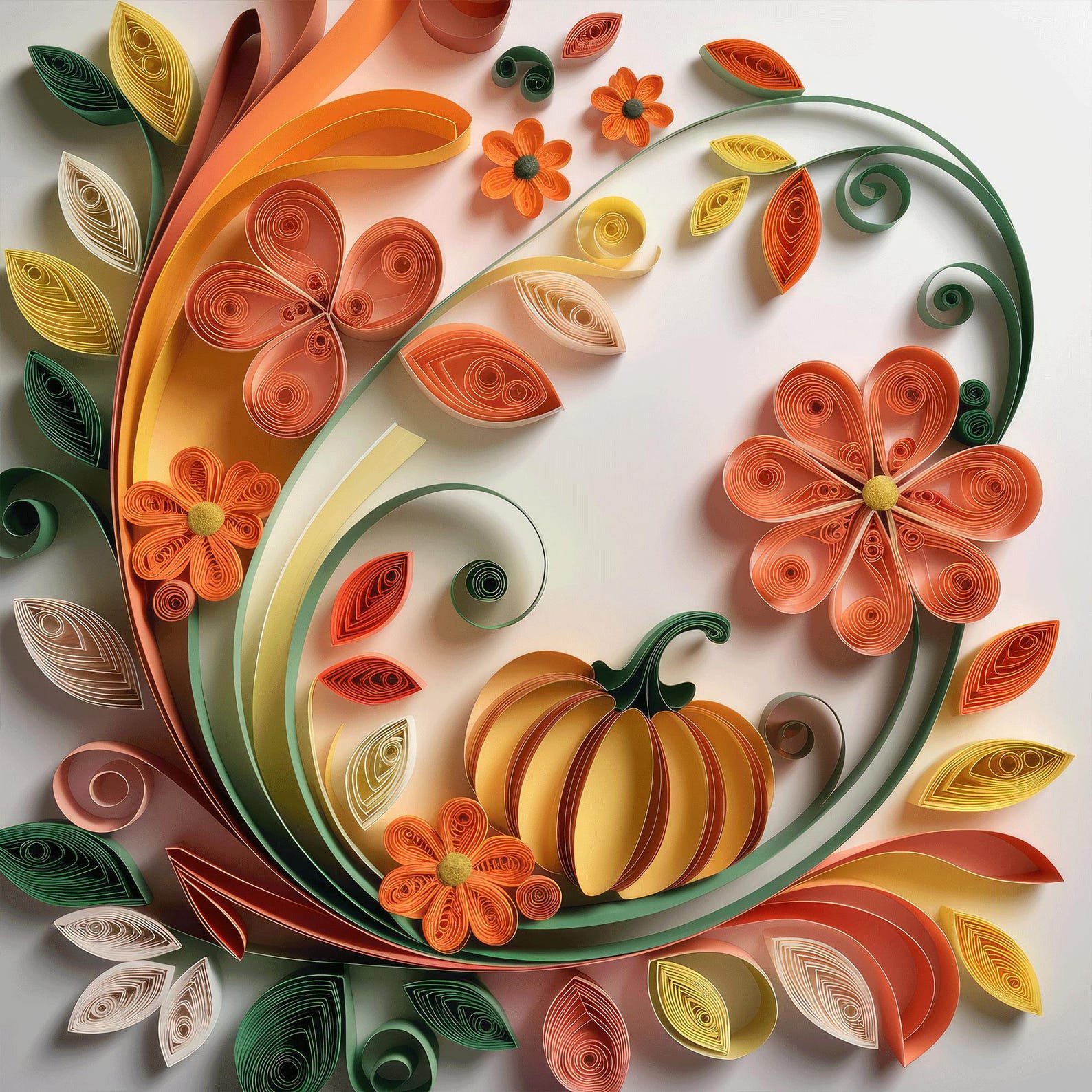 Quilled Pumpkin Clipart. Quilling Pumpkins JPEG, Paper Craft, Autumn ...