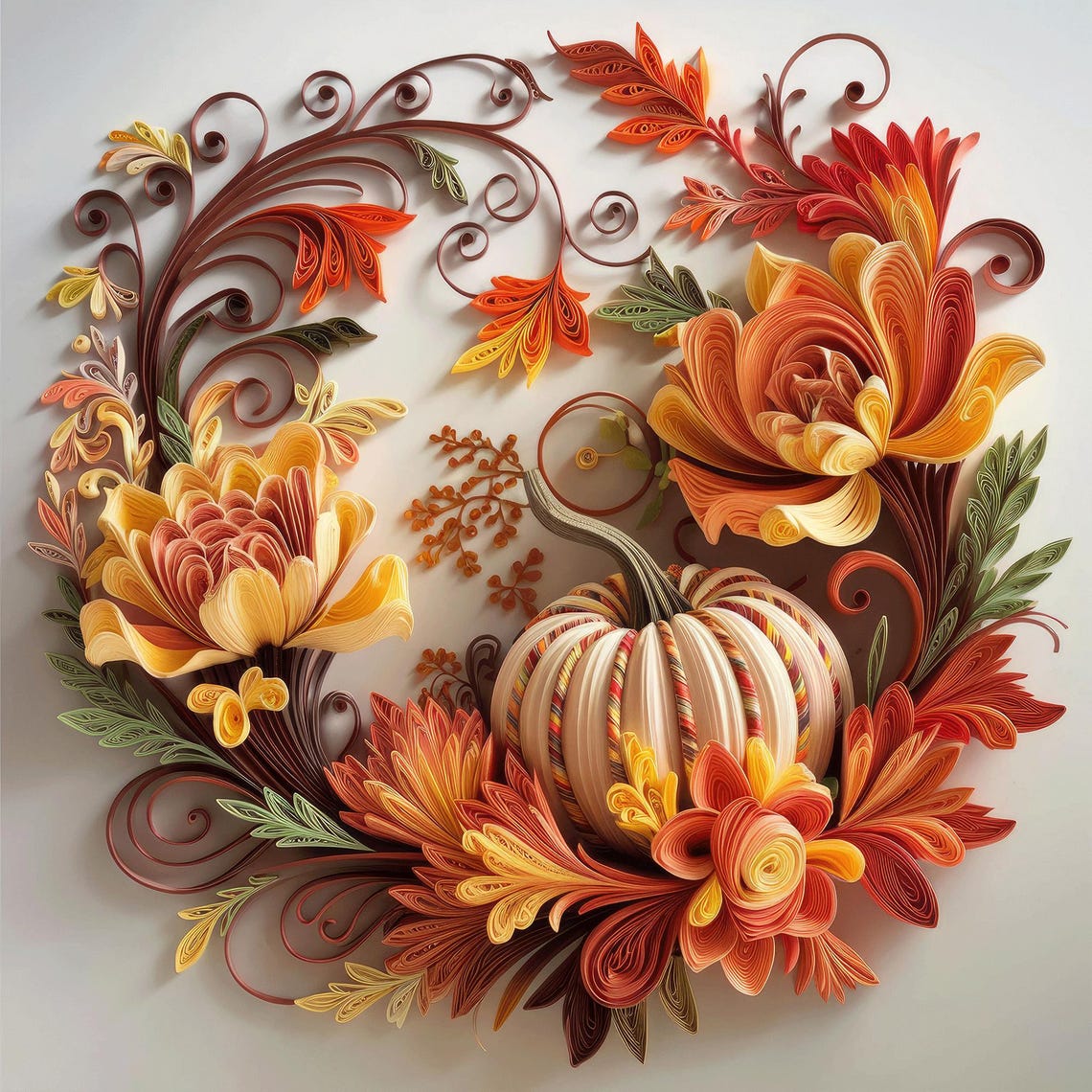 Quilled Pumpkin Clipart. Quilling Pumpkins JPEG, Paper Craft, Autumn ...