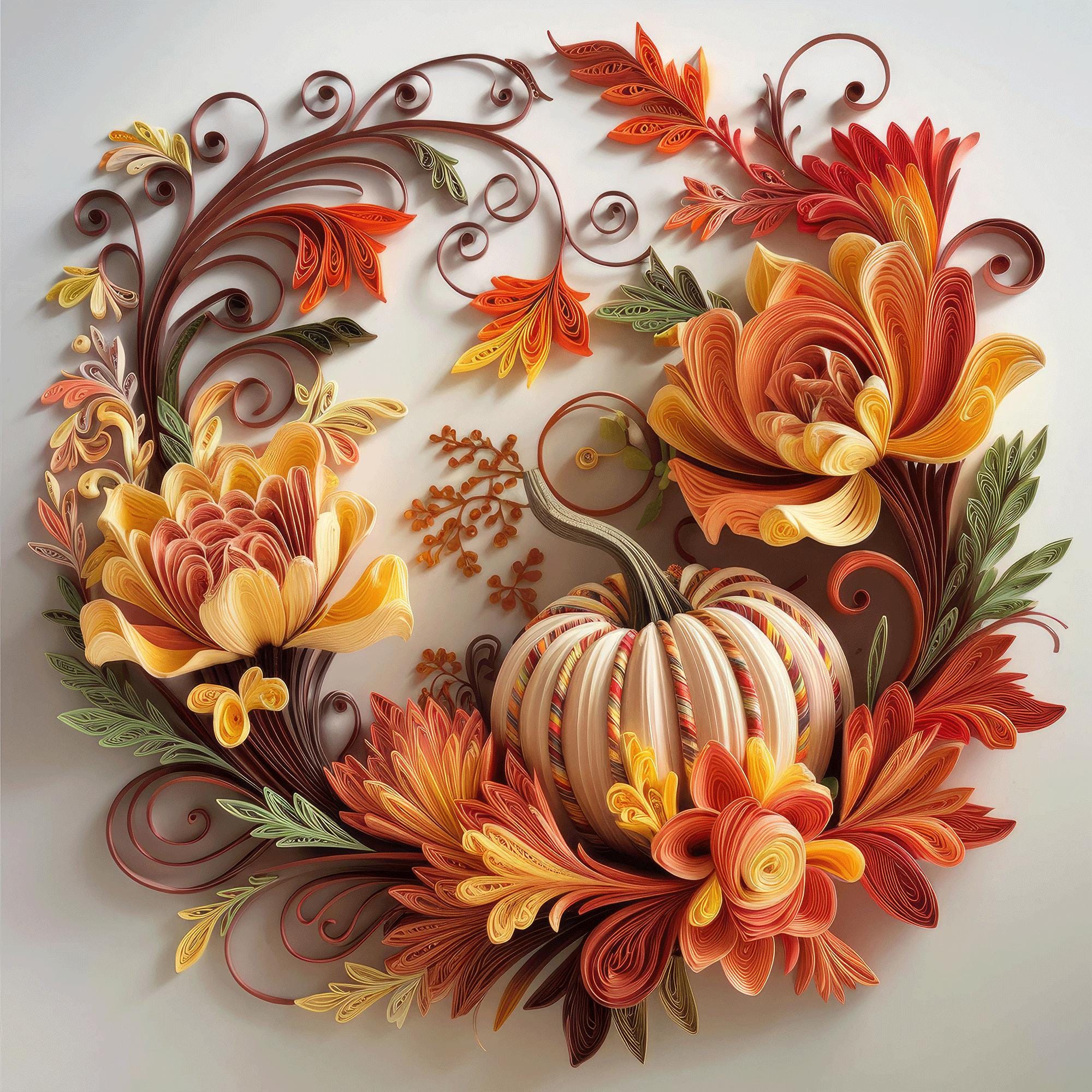 Quilled Pumpkin Clipart. Quilling Pumpkins JPEG, Paper Craft, Autumn ...