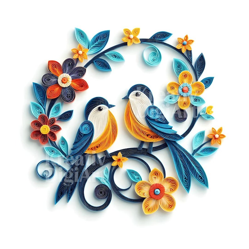 Quilling Love Birds Clipart, Quilled Romantic Bird Paper Art Crafts ...