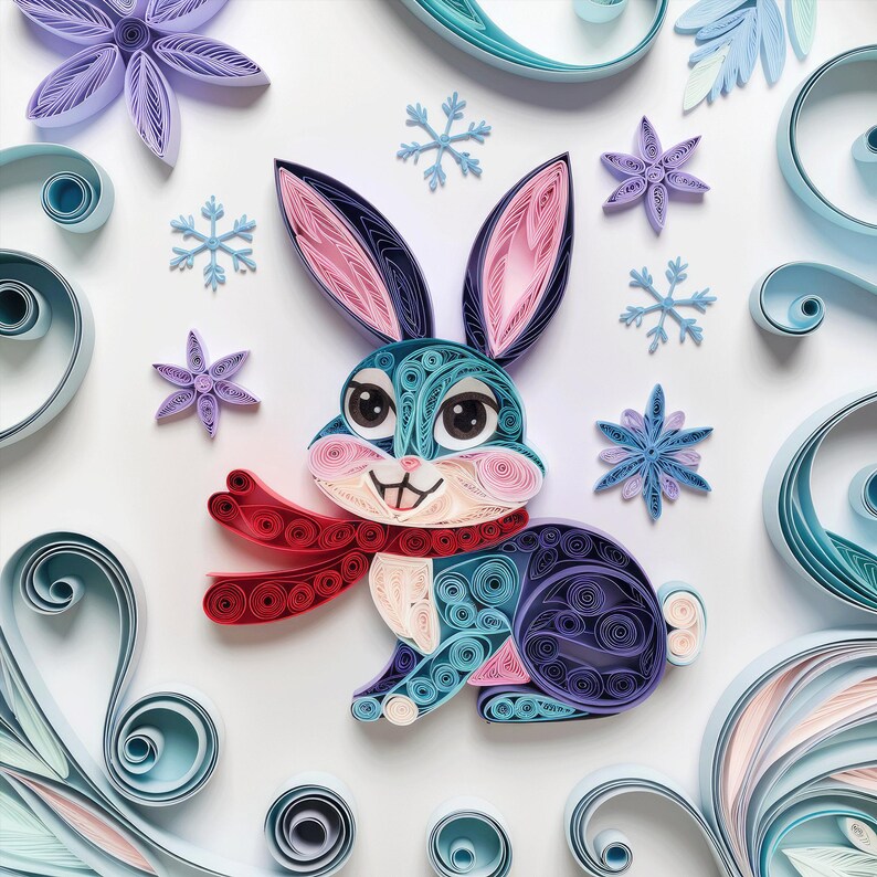 Quilling Bunnies Clipart, Quilled Rabbit Paper Crafts Junk Journal ...