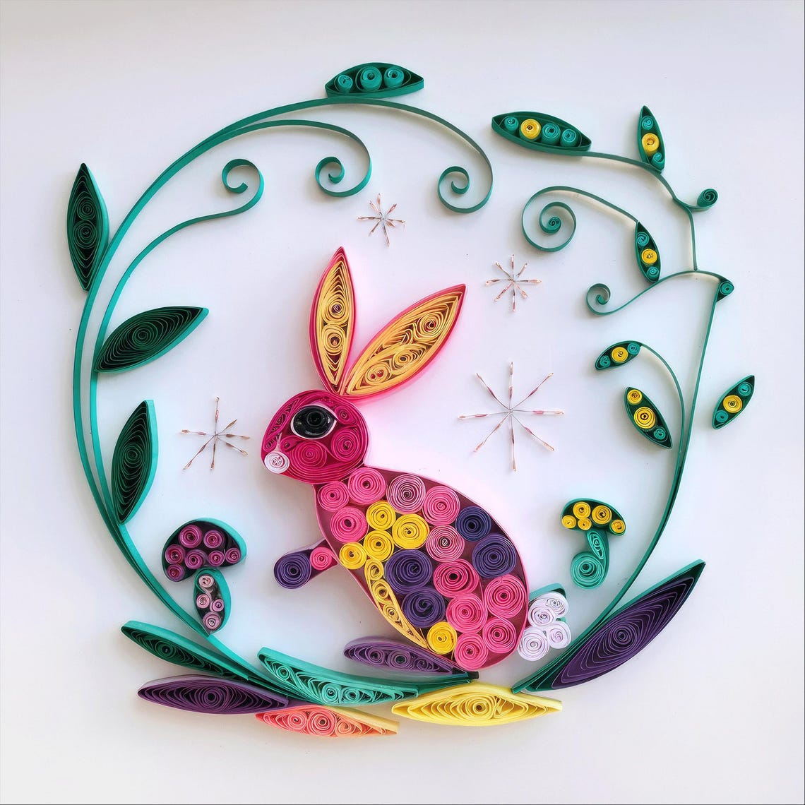 Quilling Bunnies Clipart, Quilled Rabbit Paper Crafts Junk Journal ...